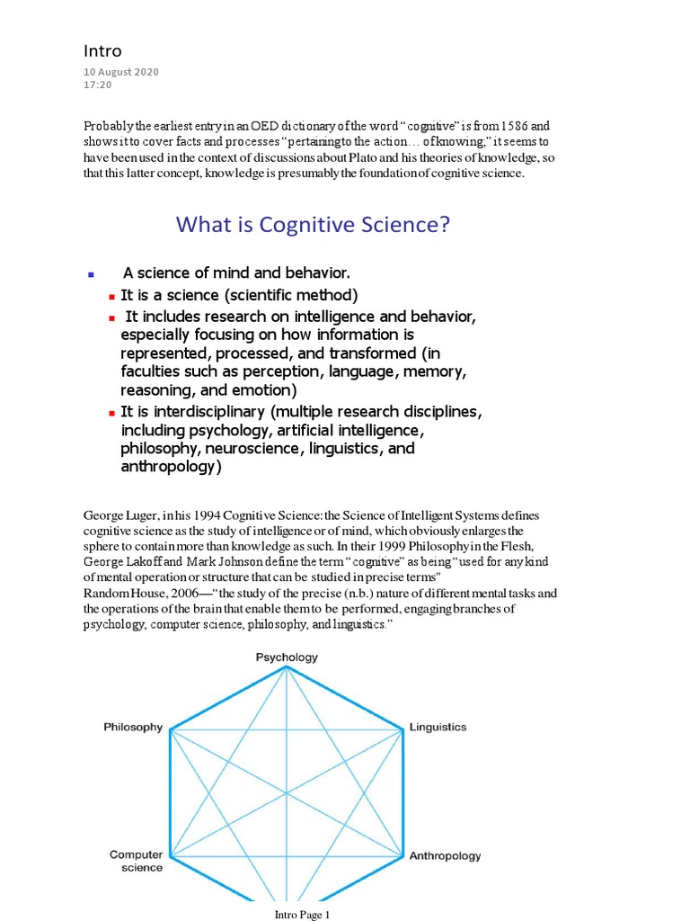 What Is Cognitive Science?: Intro | Download Free PDF | Cognitive ...