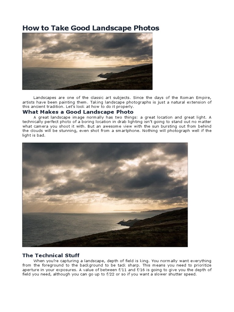 How To Take Good Landscape Photos | PDF | Shutter Speed | Camera
