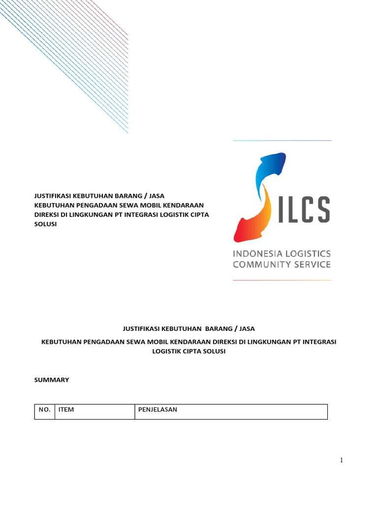 Draft Justifikasi Sewa Mobil Direksi 120121 | PDF