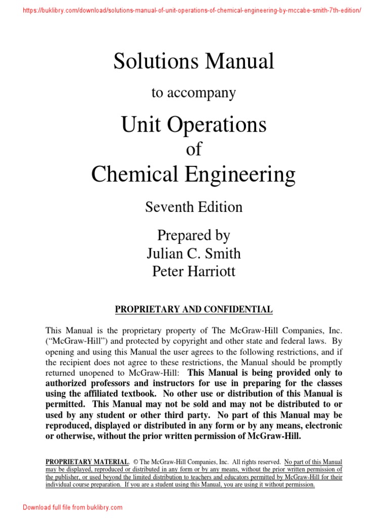 1625 Sample Solutions Manual of Unit Operations of Chemical Engineering by McCabe & Smith 7th ...