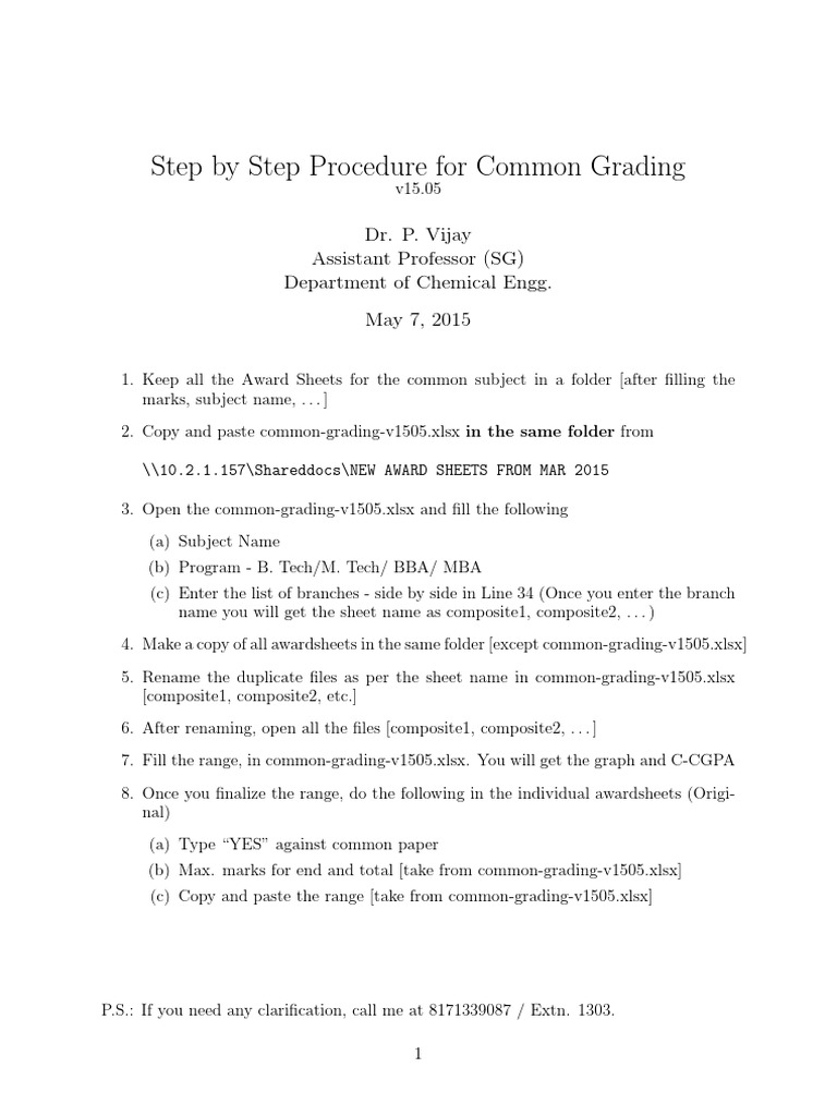Step-By-Step Procedure For Common Grading | PDF | Computers