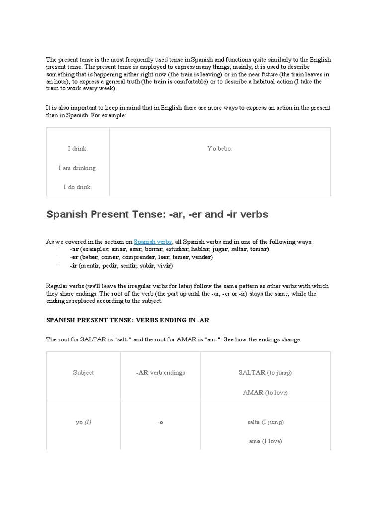 Spanish Present Tense Verb Conjugation | PDF | Verb | Linguistic Morphology