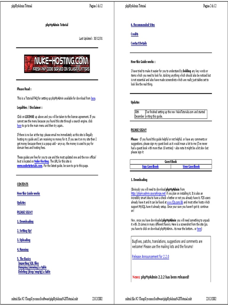 phpMyAdmin Tutorial | PDF | Zip (File Format) | Databases