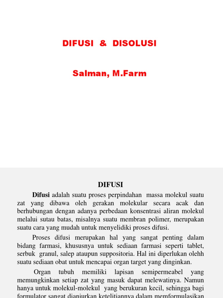 Difusi-Disolusi | PDF