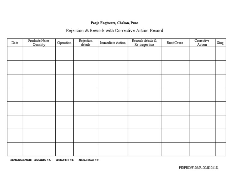 06-Rejecton & Rework Record | PDF