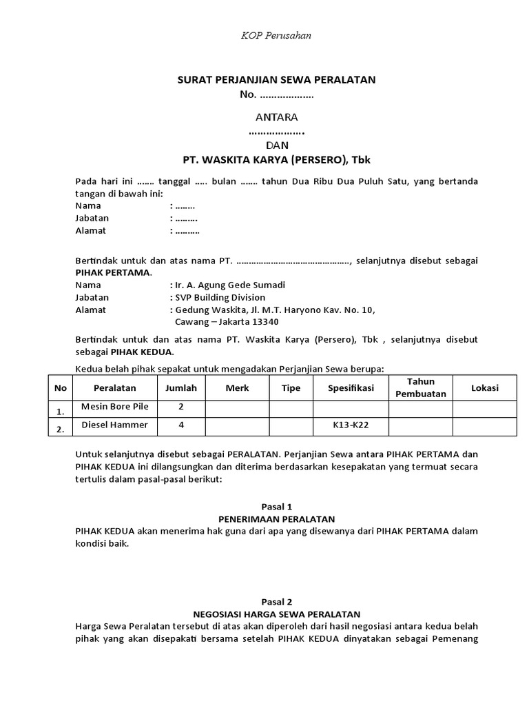 #Format Sewa Alat2 | PDF