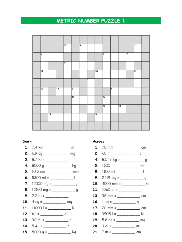 Metric Number Puzzle 1