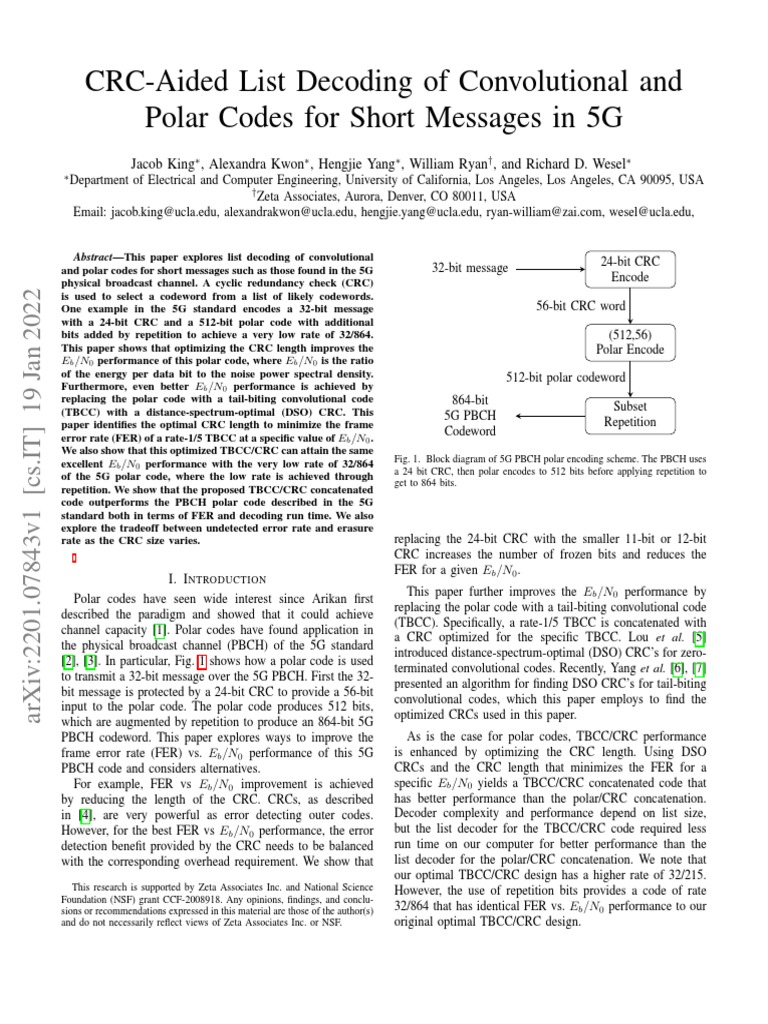 CRC-Aided List Decoding | PDF | Code | Fault Tolerance