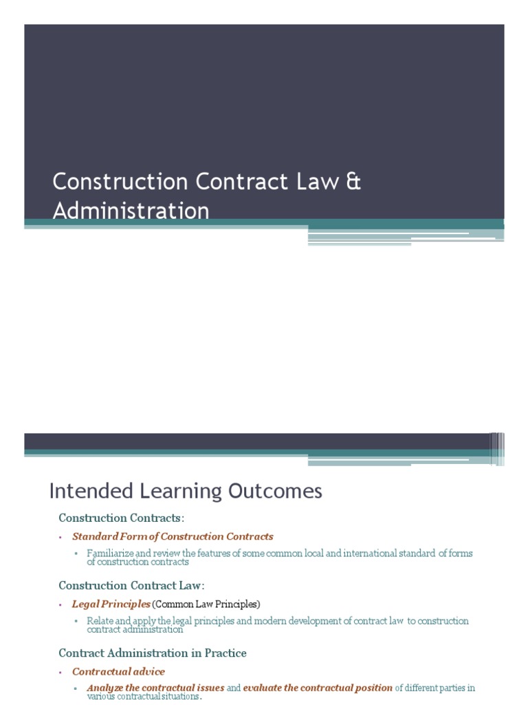 Construction Contract Law & Administration Guide | PDF | Employment ...