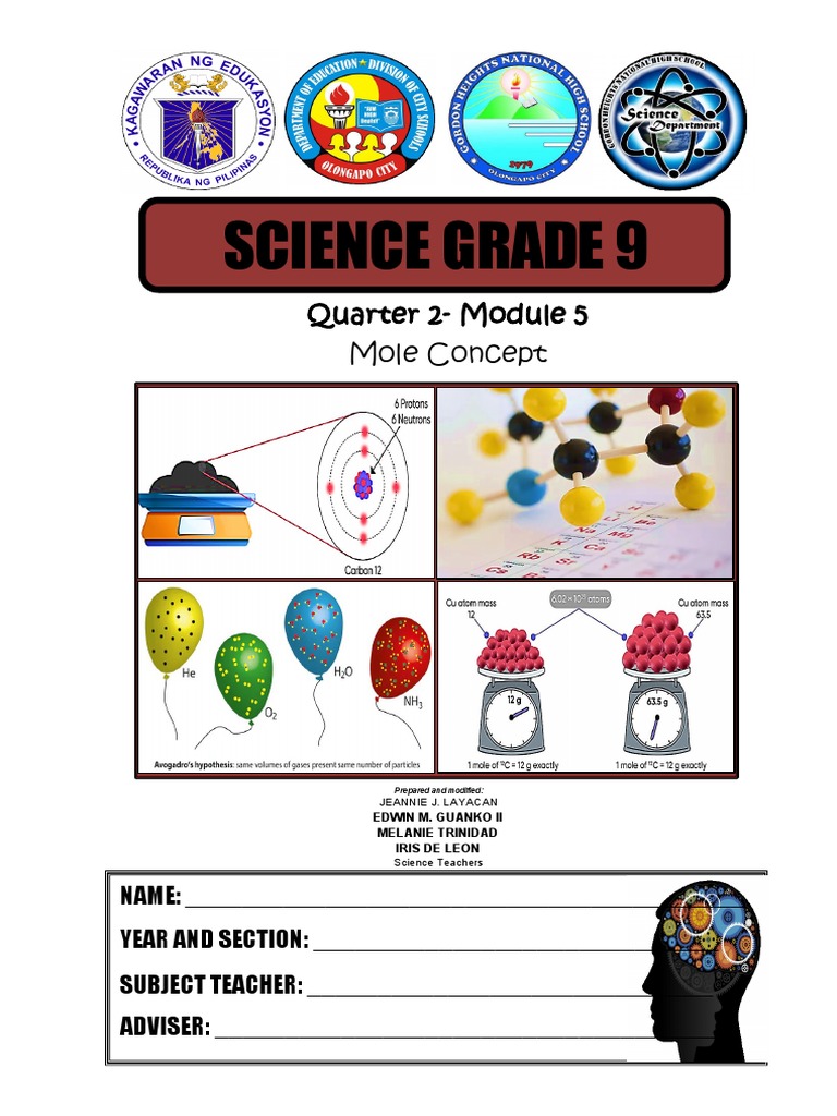 Science Grade 9: Quarter 2-Module 5 Mole Concept | PDF | Mole (Unit ...