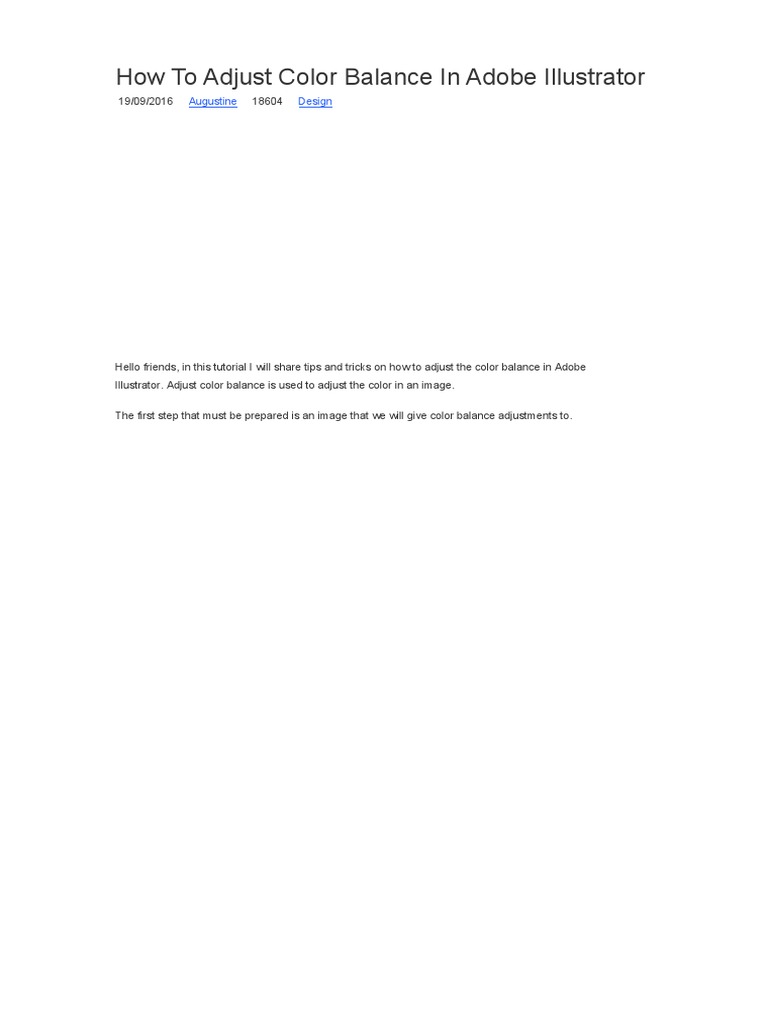 Adjust Color Balance in Illustrator | PDF
