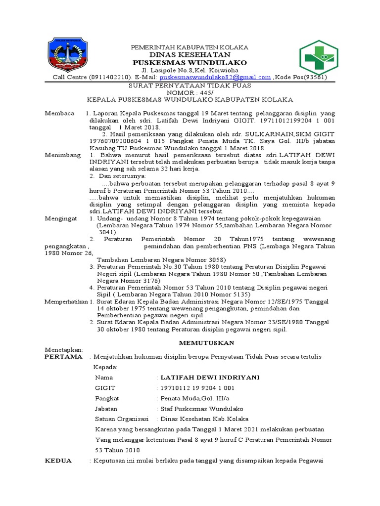 Surat Pernyataan Tidak Puas | PDF