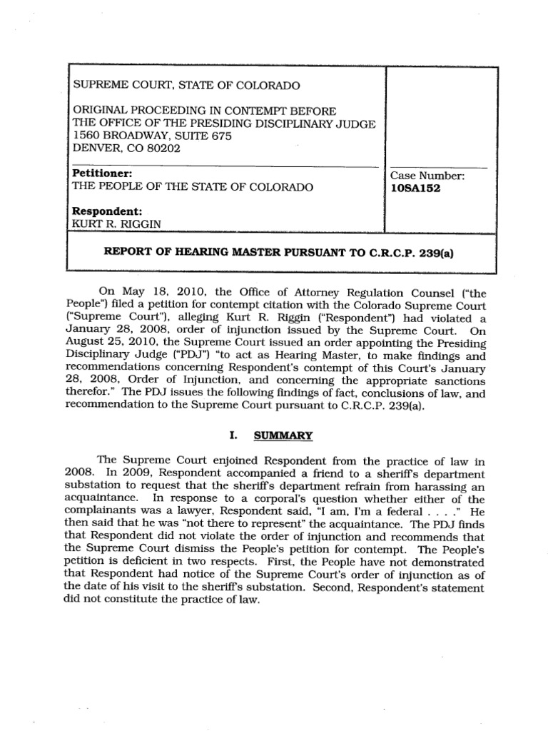 People of Colorado vs. Kurt Riggin: Supreme Court Ruling | PDF | Social ...