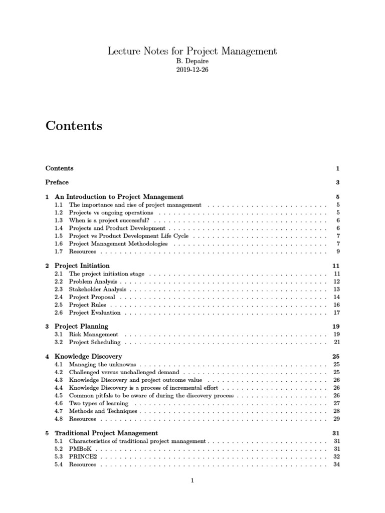Lecture Notes Project Management | PDF | Project Management | Agile ...