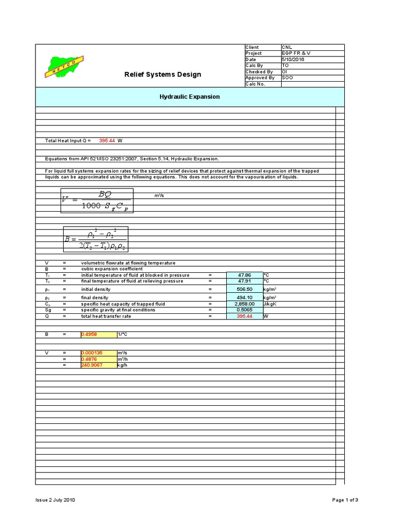 Hydraulic Expansion in Relief Systems | PDF | Thermal Expansion ...