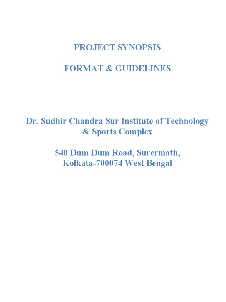 B Tech Project Synopsis Format - SurTech | PDF | Citation | Abstract ...