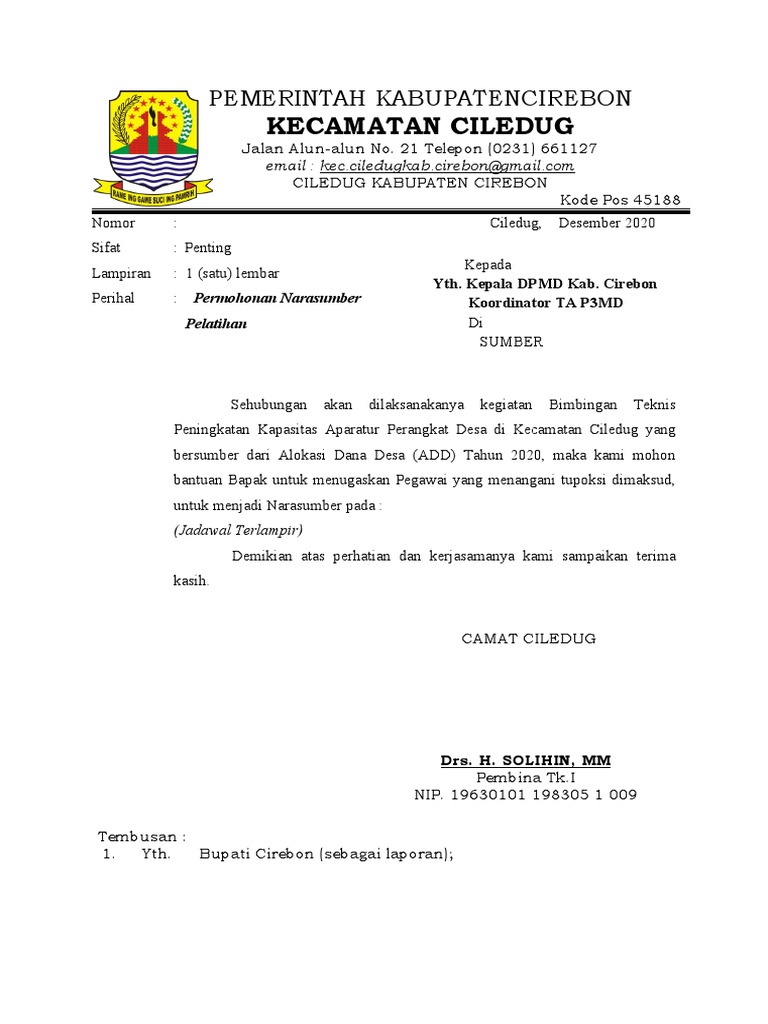 Surat Permohonan Narsum | PDF