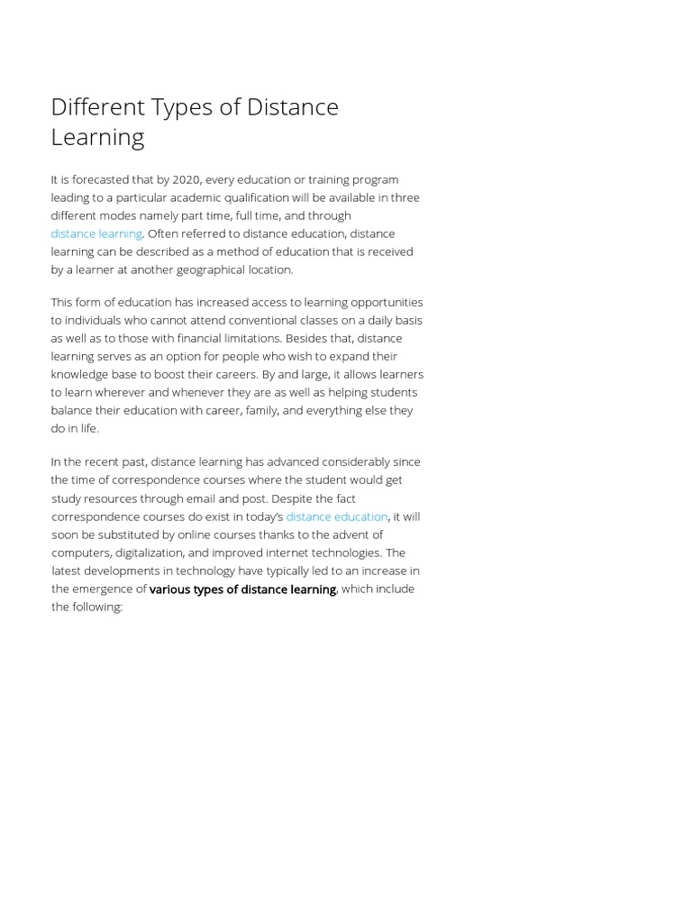 Different Types of Distance Learning | PDF | Distance Education ...