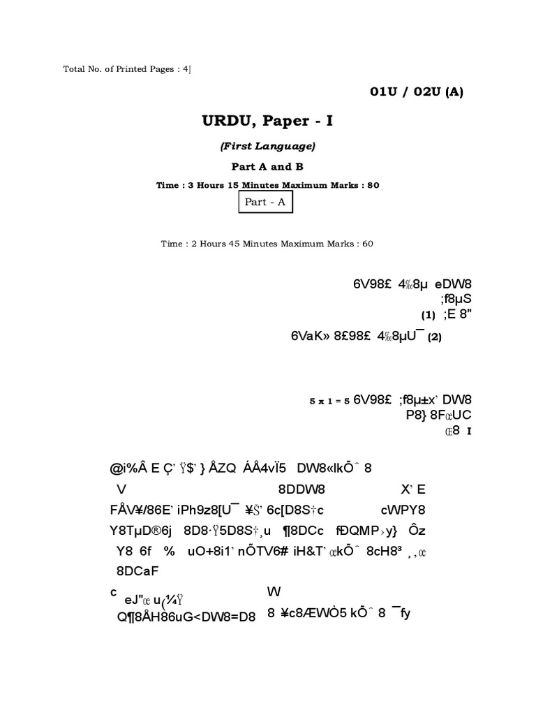 URDU, Paper - I: (First Language) | PDF
