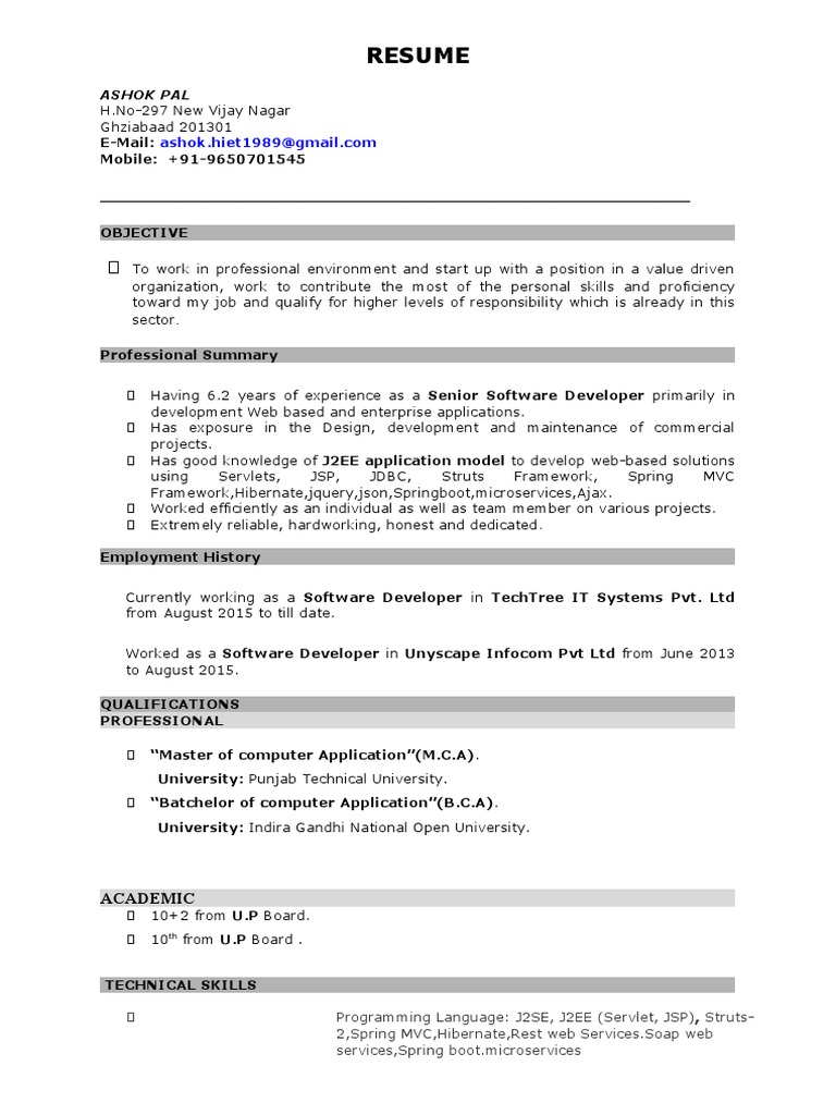 Ashok Resume | PDF | My Sql | Spring Framework