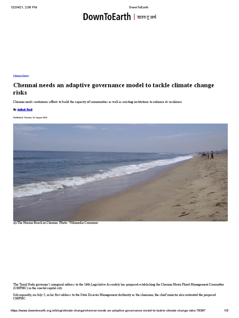Chennai's Adaptive Governance for Climate Resilience | PDF | Climate ...