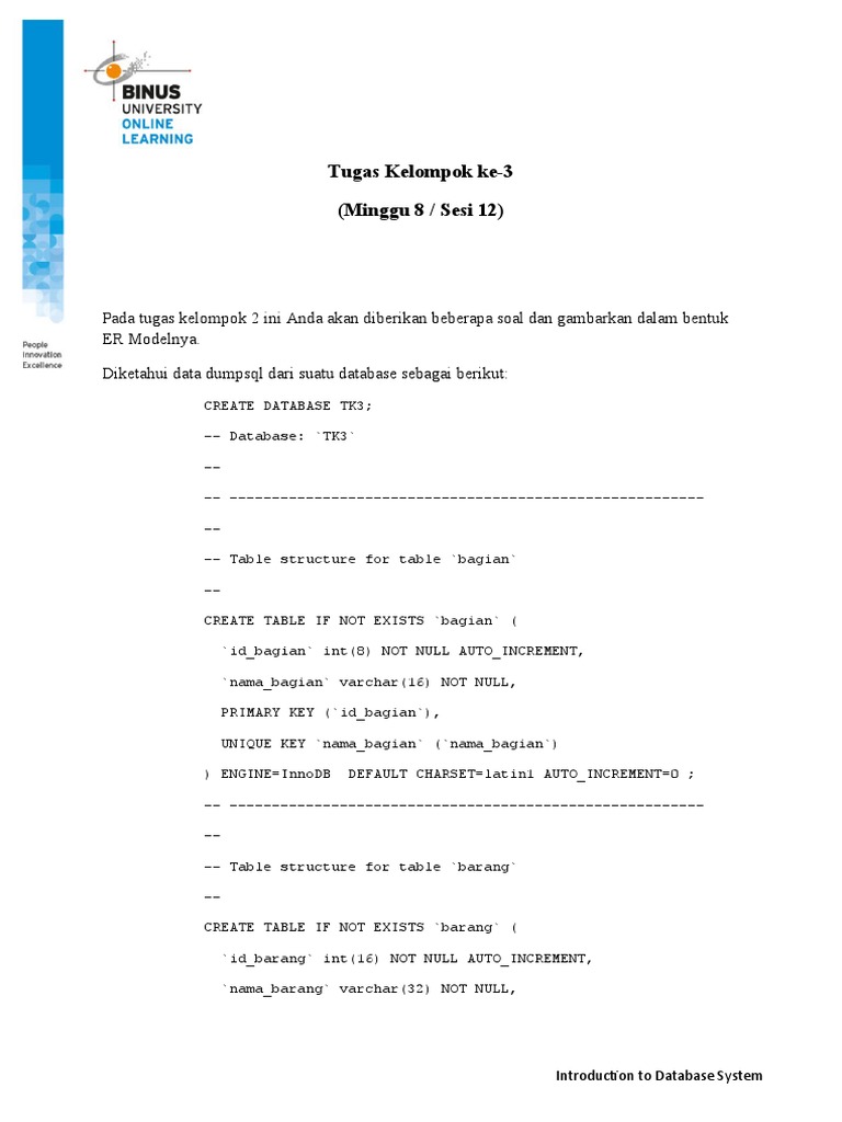 TK3 - Intro To Database | PDF