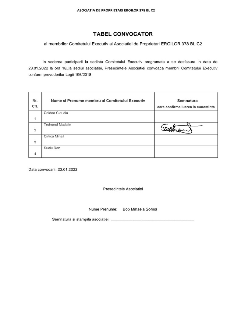 Tabel Convocator 2 | PDF