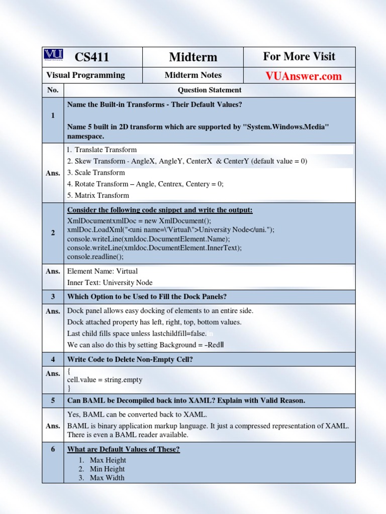 CS411 Midterm Short Notes and Question and Answers | PDF | Windows ...