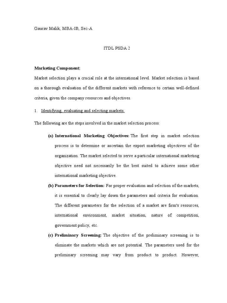 International Market Selection Process | PDF | Market (Economics ...