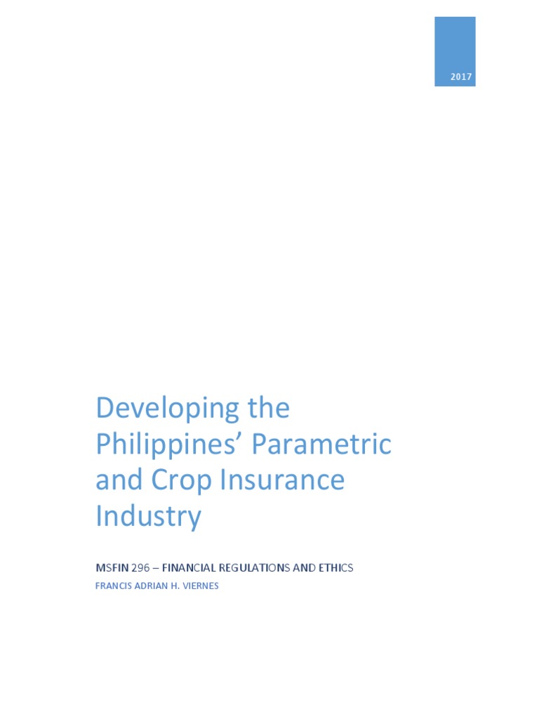 Developing The Philippines's Parametric and Crop Insurance Industry ...