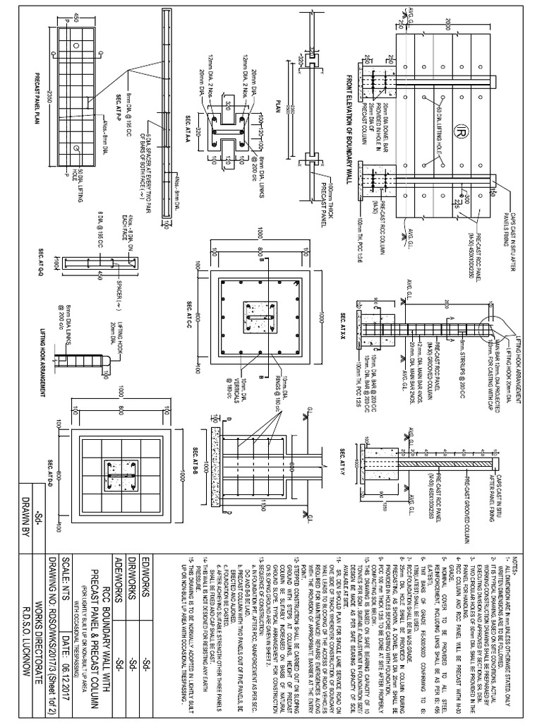 RCC Boundary Wall With Precast Panel & Precast Column | PDF