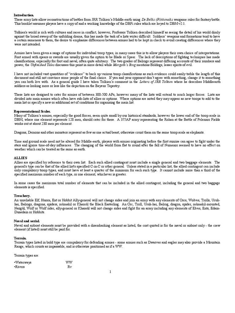 De Bellis Fictionalis - Tolkien Army Lists | PDF | Dwarf (Middle Earth ...