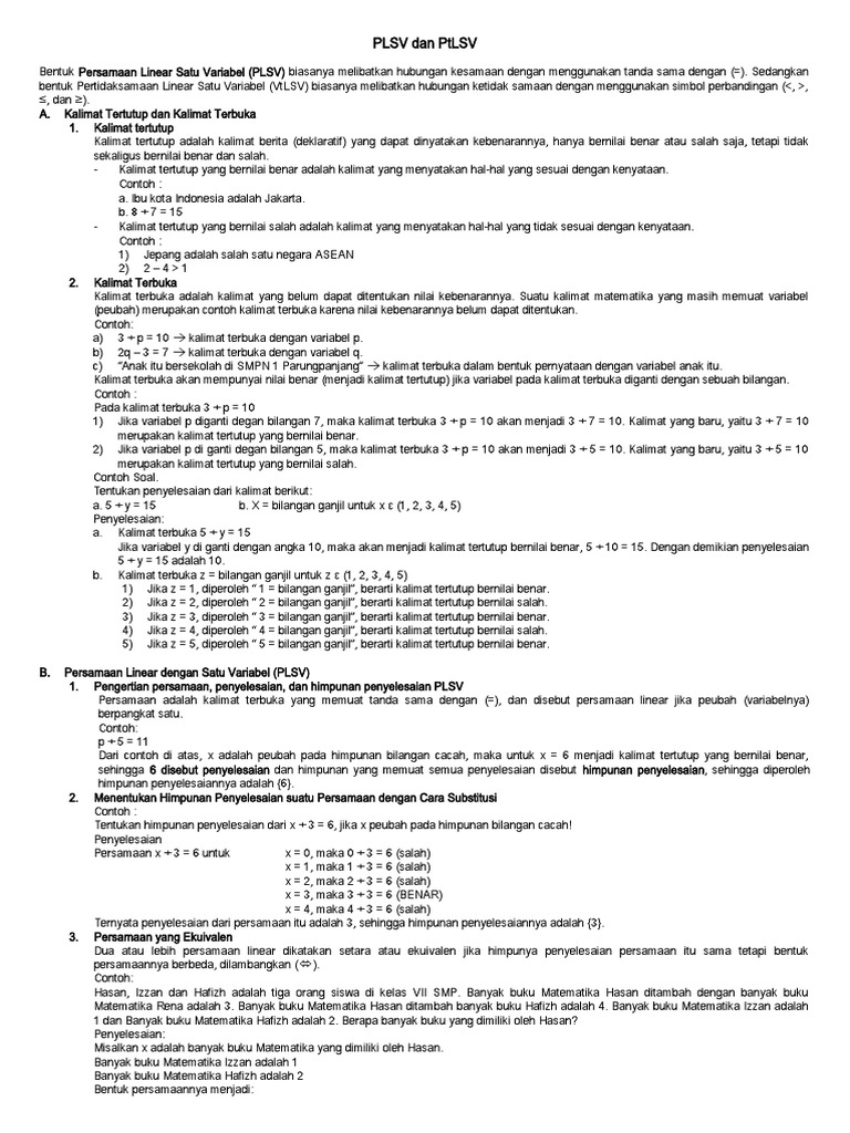 HANDOUT PLSV Dan PTLSV | PDF