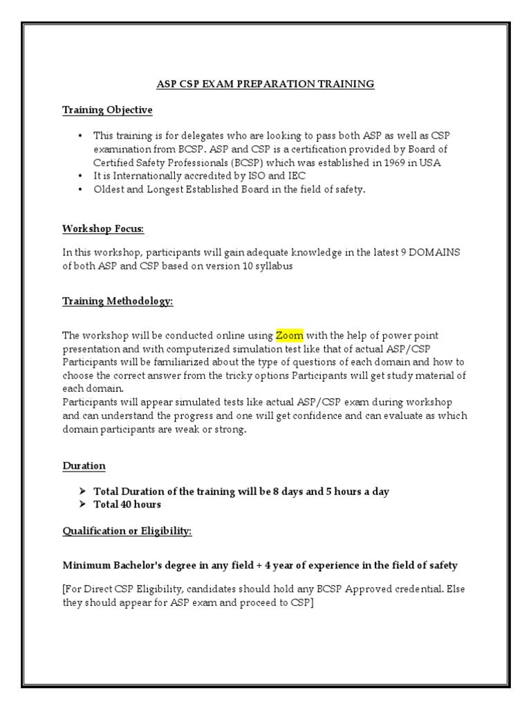 ASP CSP Preparation Training Quote Jan 2022-2 | PDF | Test (Assessment ...