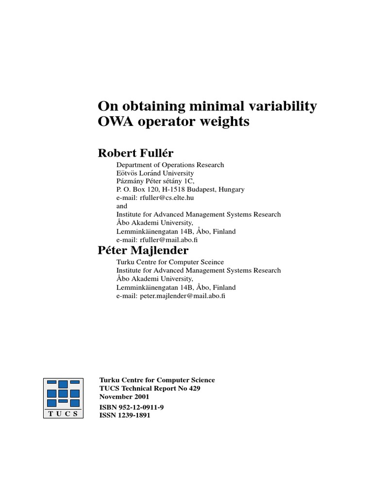 Determining the Minimal Variability Weighting Vector for Ordered ...