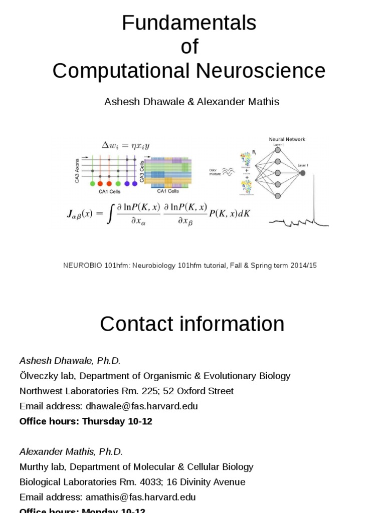 Fundamentals of Computational Neuroscience: Ashesh Dhawale & Alexander ...