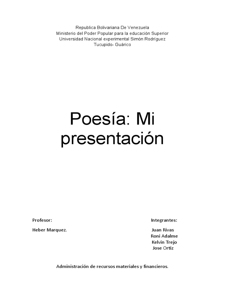 Presentación de Poesía Estudiantil | PDF