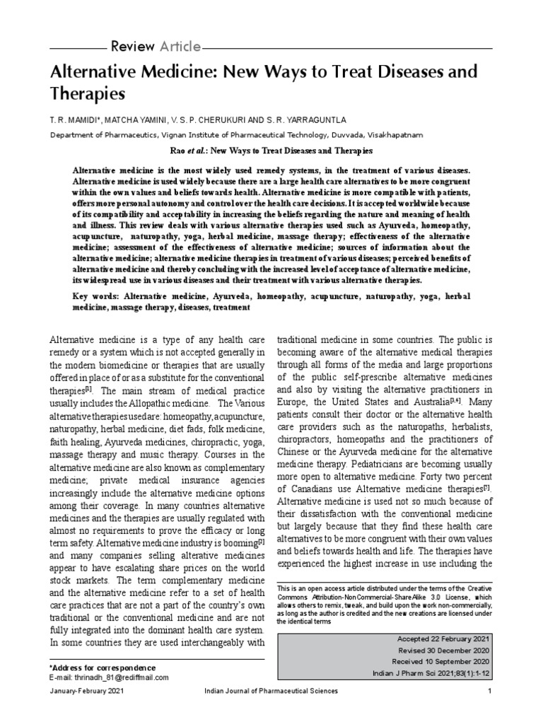 Alternative Medicine: New Ways To Treat Diseases and Therapies | PDF ...