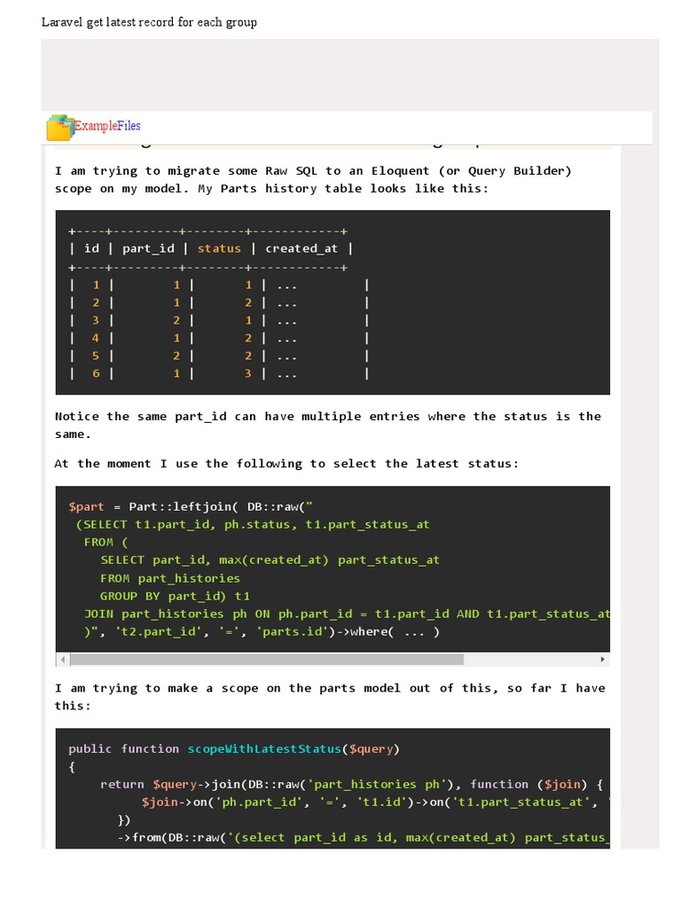Laravel Get Latest Record For Each Group | PDF | Json | Object Oriented ... Laravel Get Latest Record For Each Group | PDF | Json | Object Oriented ...