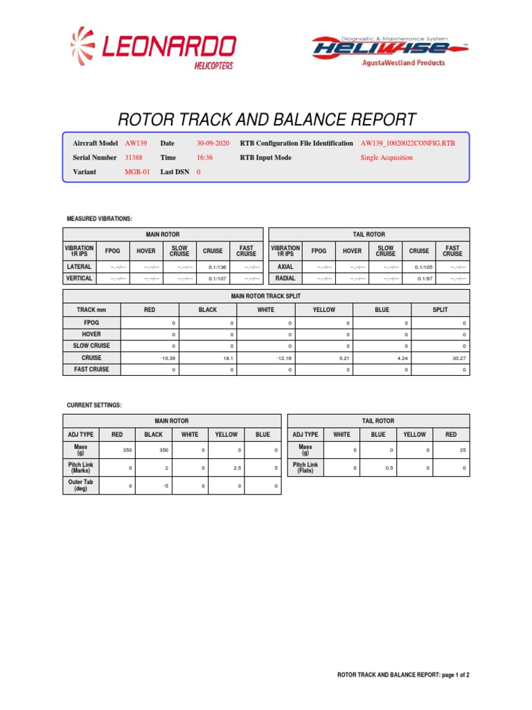 Rotor Track and Balance Report | PDF | Helicopter Rotor | Aerospace ...