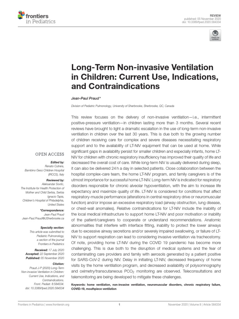 2020 - Long-Term Non-Invasive Ventilation in Children - Current Use ...