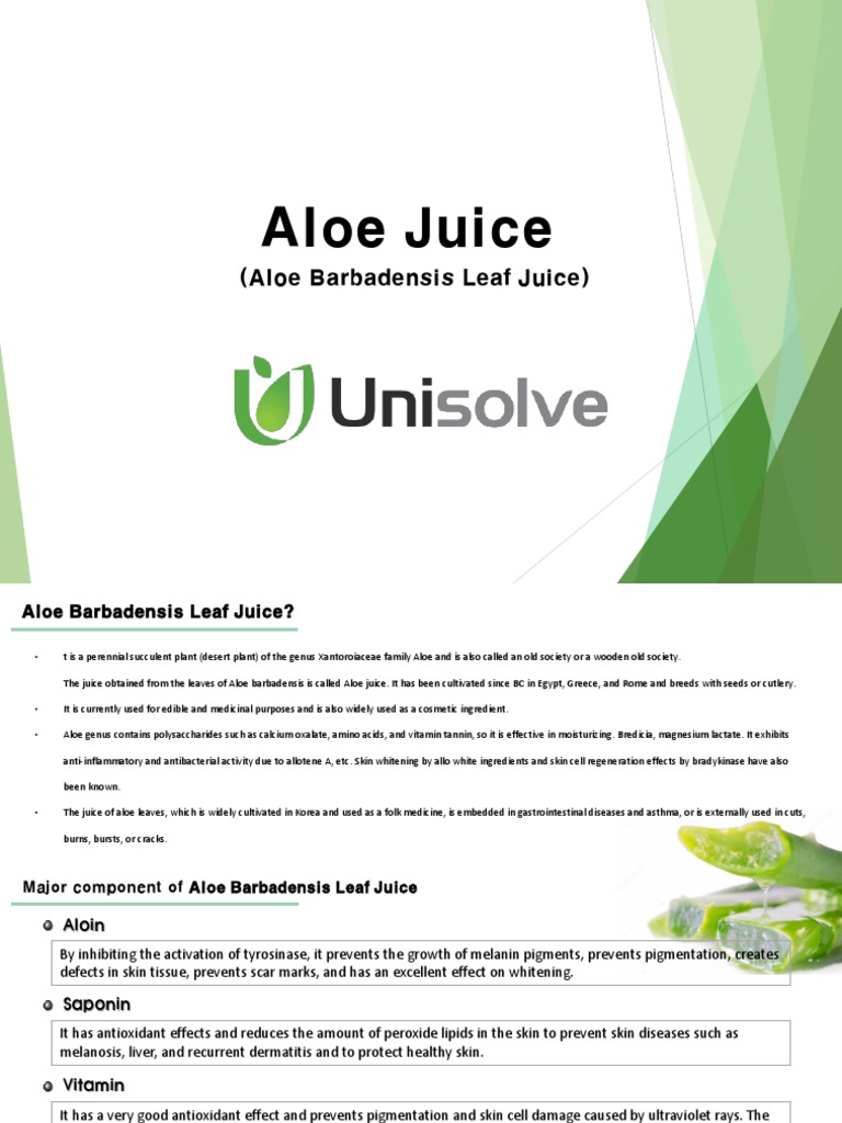 Aloe Barbadensis Leaf Juice | PDF | Antioxidant | Skin