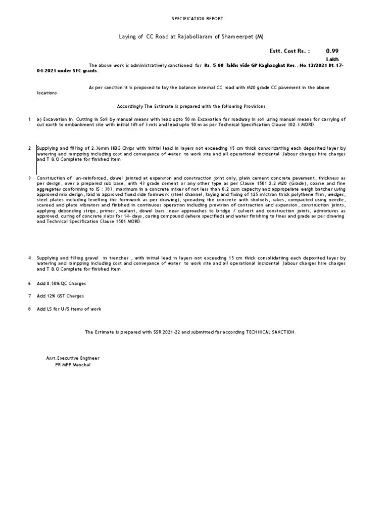 CC Road 2021-22 | PDF | Concrete | Road Surface