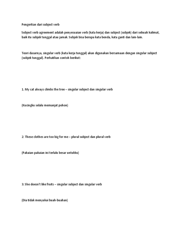 Subjeck and Verb Agreement | PDF