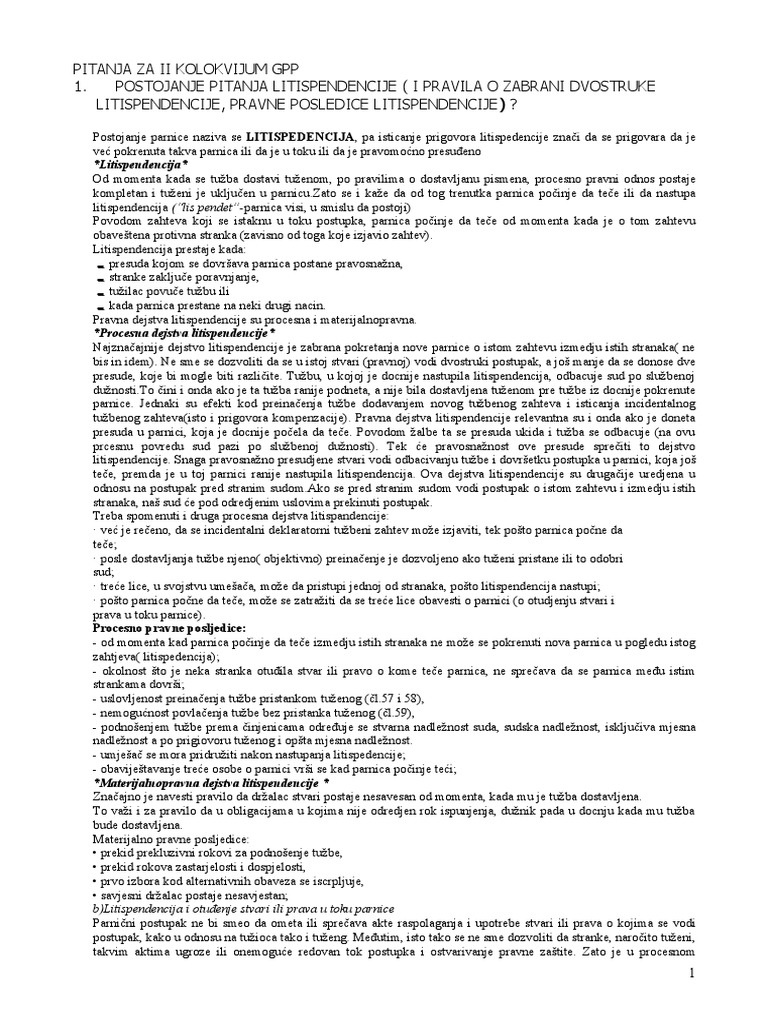 Pitanja Sa Odgovorima Za II Kolokvijum GPP | PDF