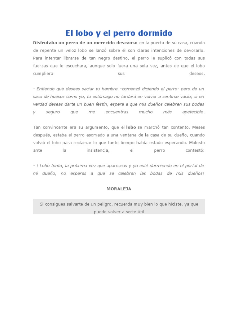 El Lobo y El Perro Dormido | PDF