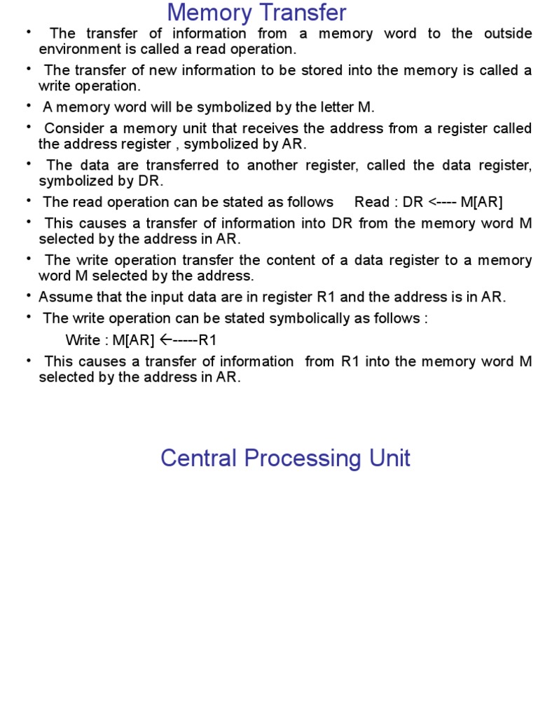 Memory Operations in CPU Architecture | PDF | Central Processing Unit | Subroutine
