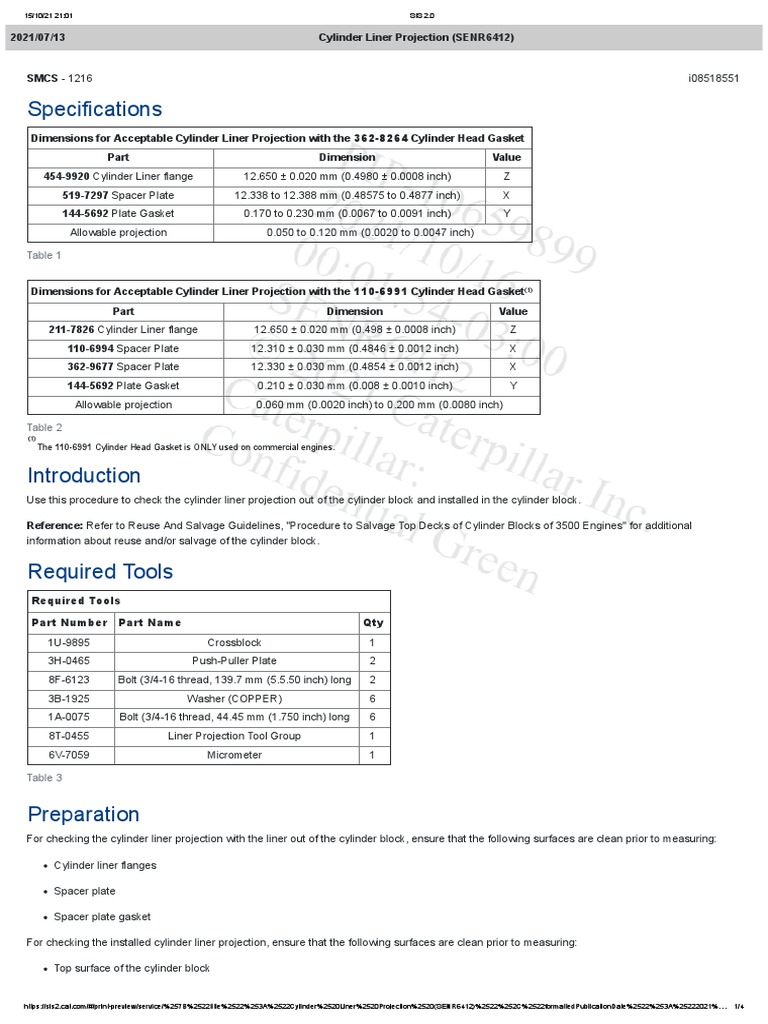 Cylinder Liner Projection | PDF | Screw | Mechanical Engineering