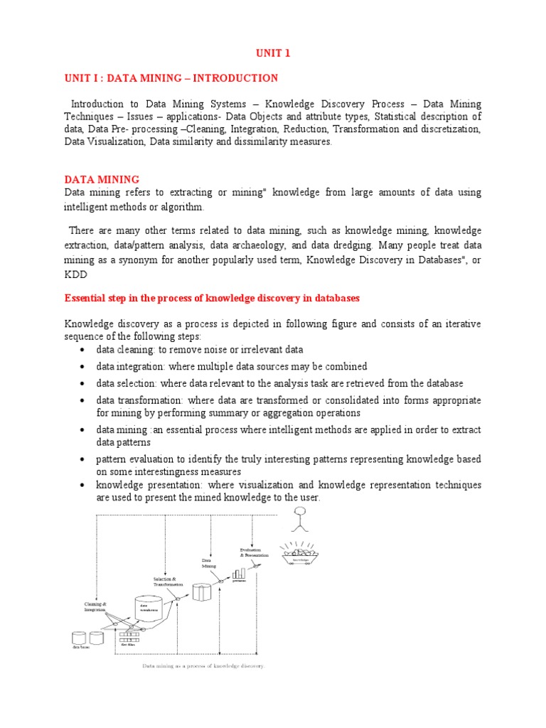 Unit 1 Unit I: Data Mining - Introduction | PDF | Data Warehouse | Data ...
