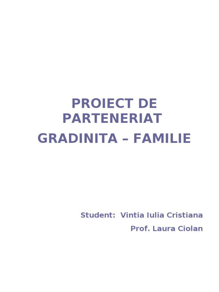 Proiect de Parteneriat | PDF
